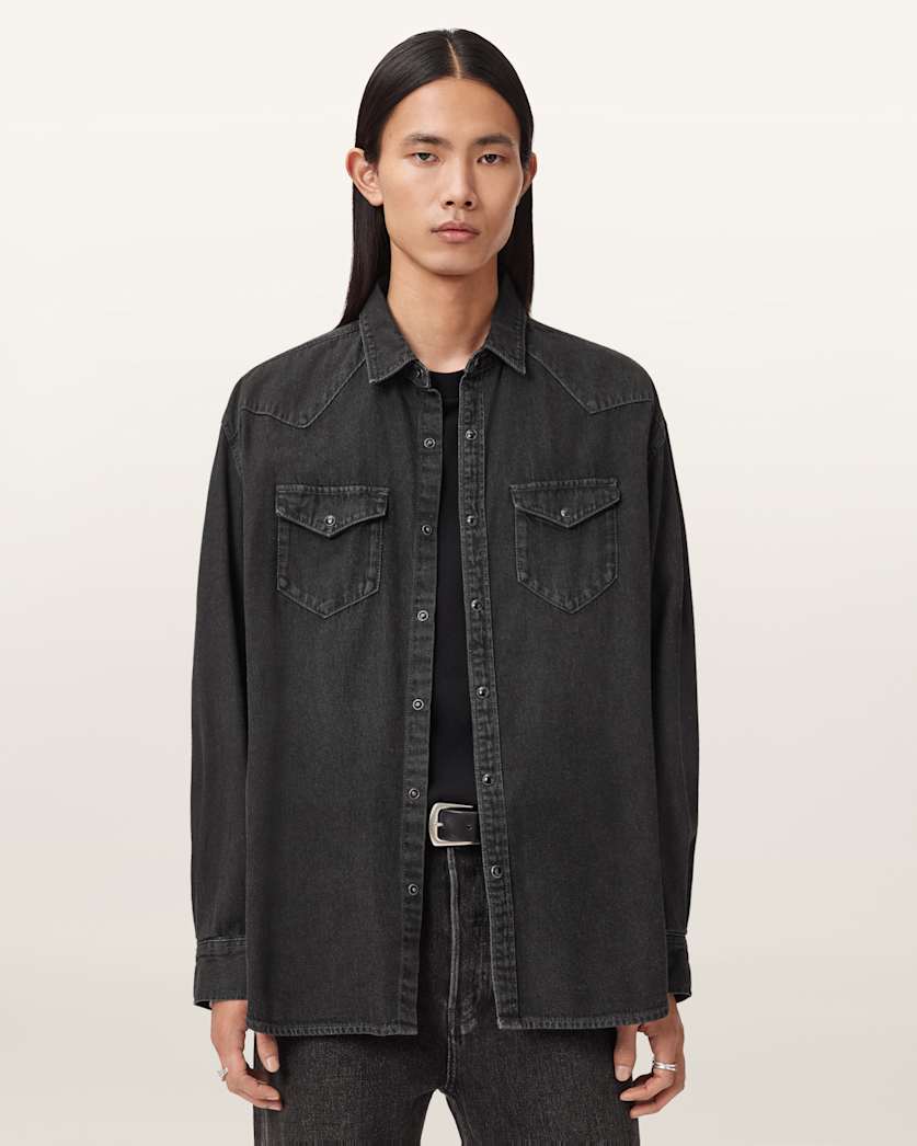 Fenton Denim Shirt Black | ALLSAINTS FR
